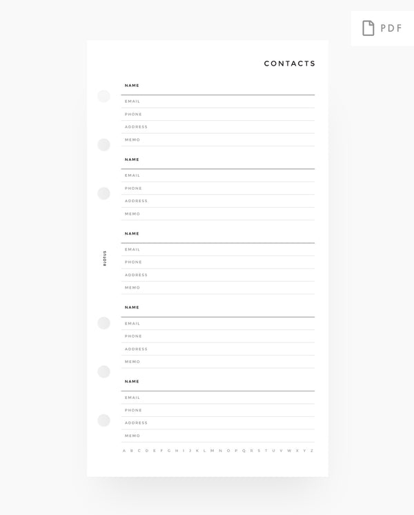 Printable Contact List Planner Insert - 8Lotus
