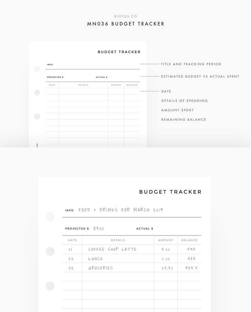 Printable Budget Tracker Planner Insert - 8Lotus