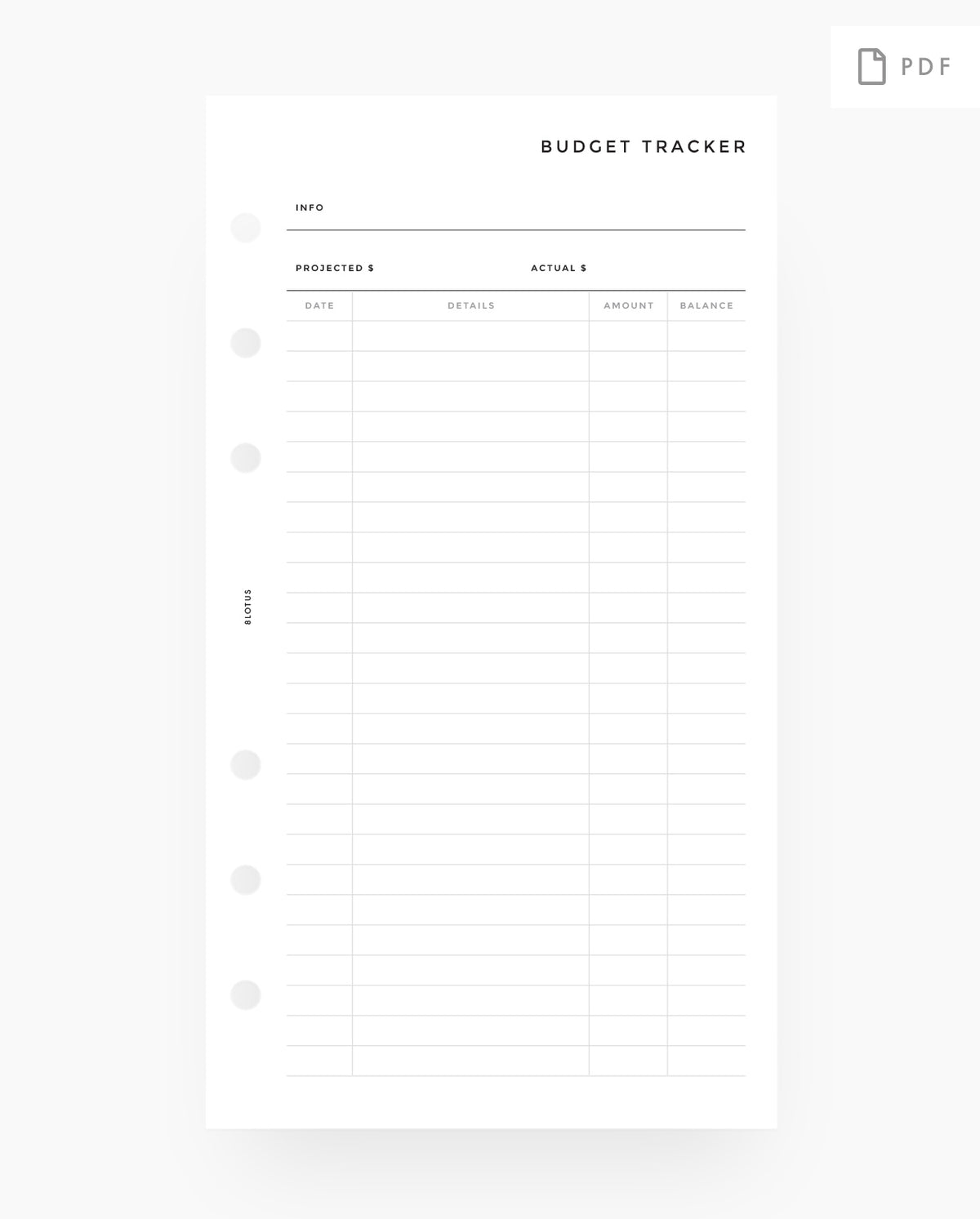 Printable Budget Tracker Planner Insert - 8Lotus