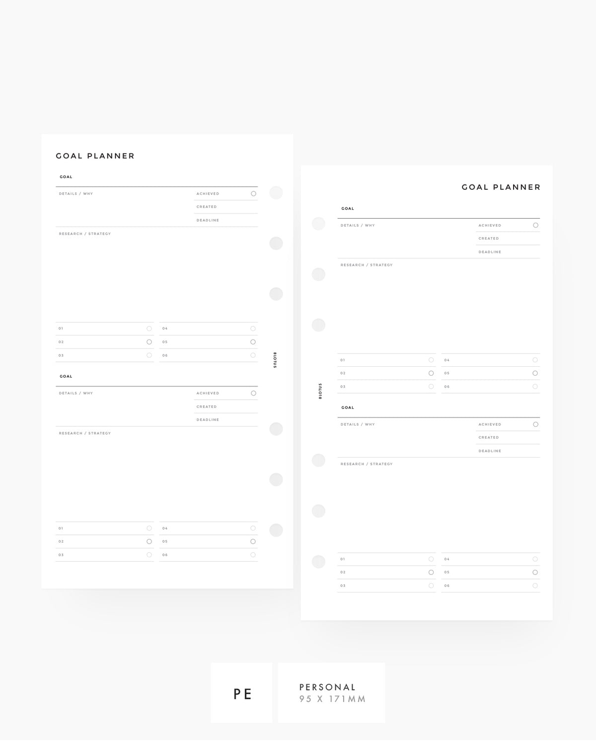 Minimal Goal Planner Inserts - 8Lotus