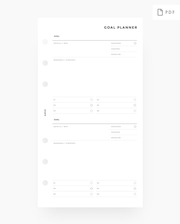 Goals Planner Printable Planner Inserts - 8Lotus