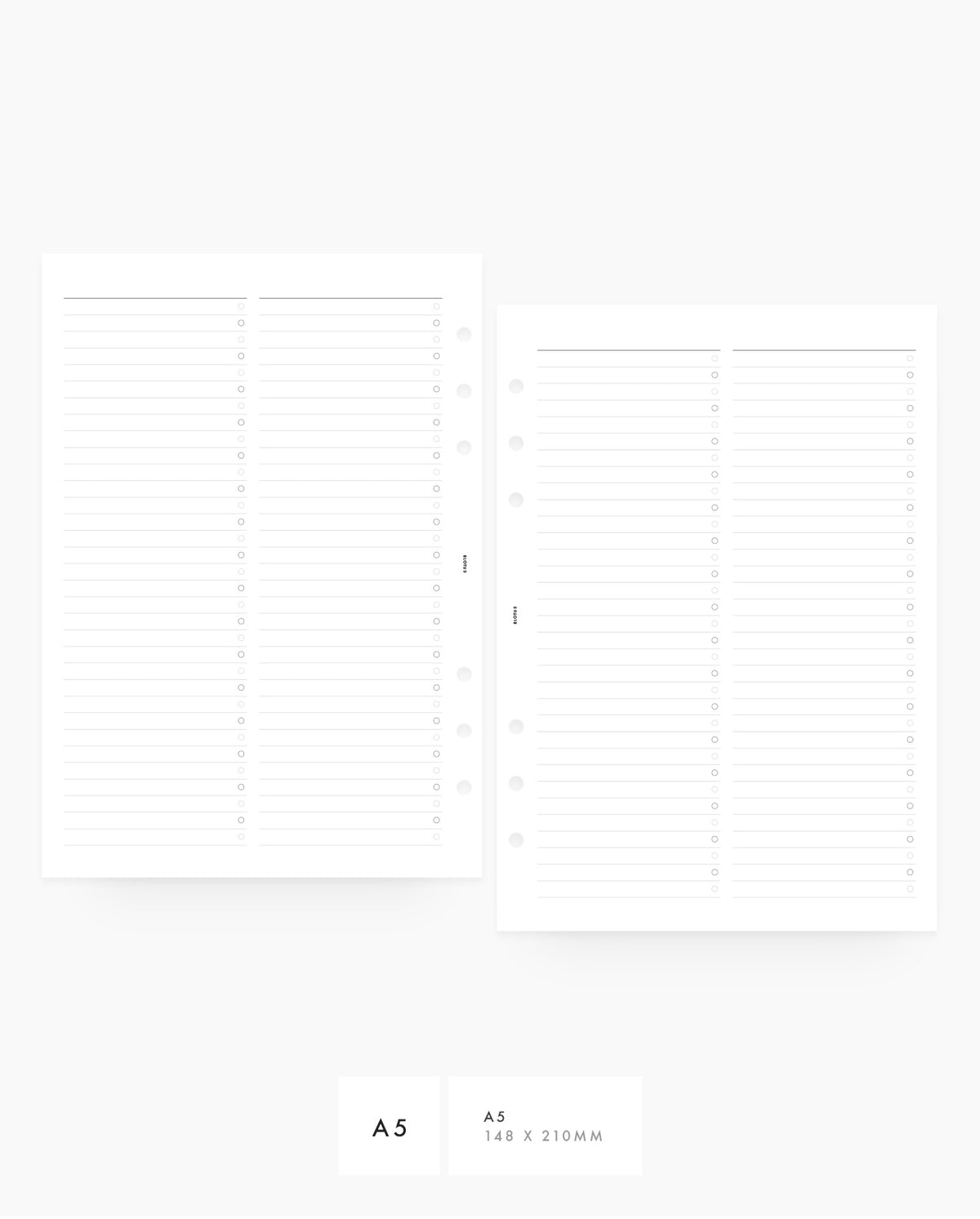 Minimal Double List Planner Inserts - 8Lotus