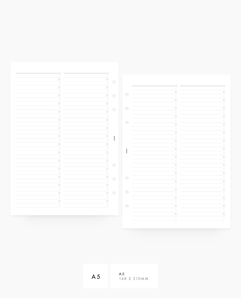 Minimal Double List Planner Inserts - 8Lotus