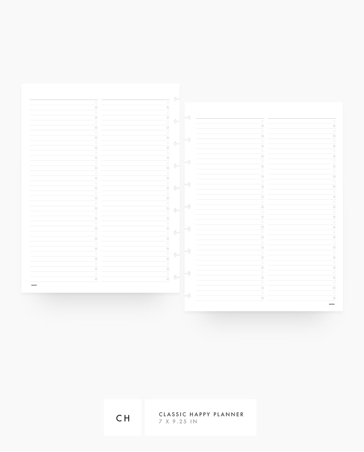 Minimal Double List Planner Inserts - 8Lotus