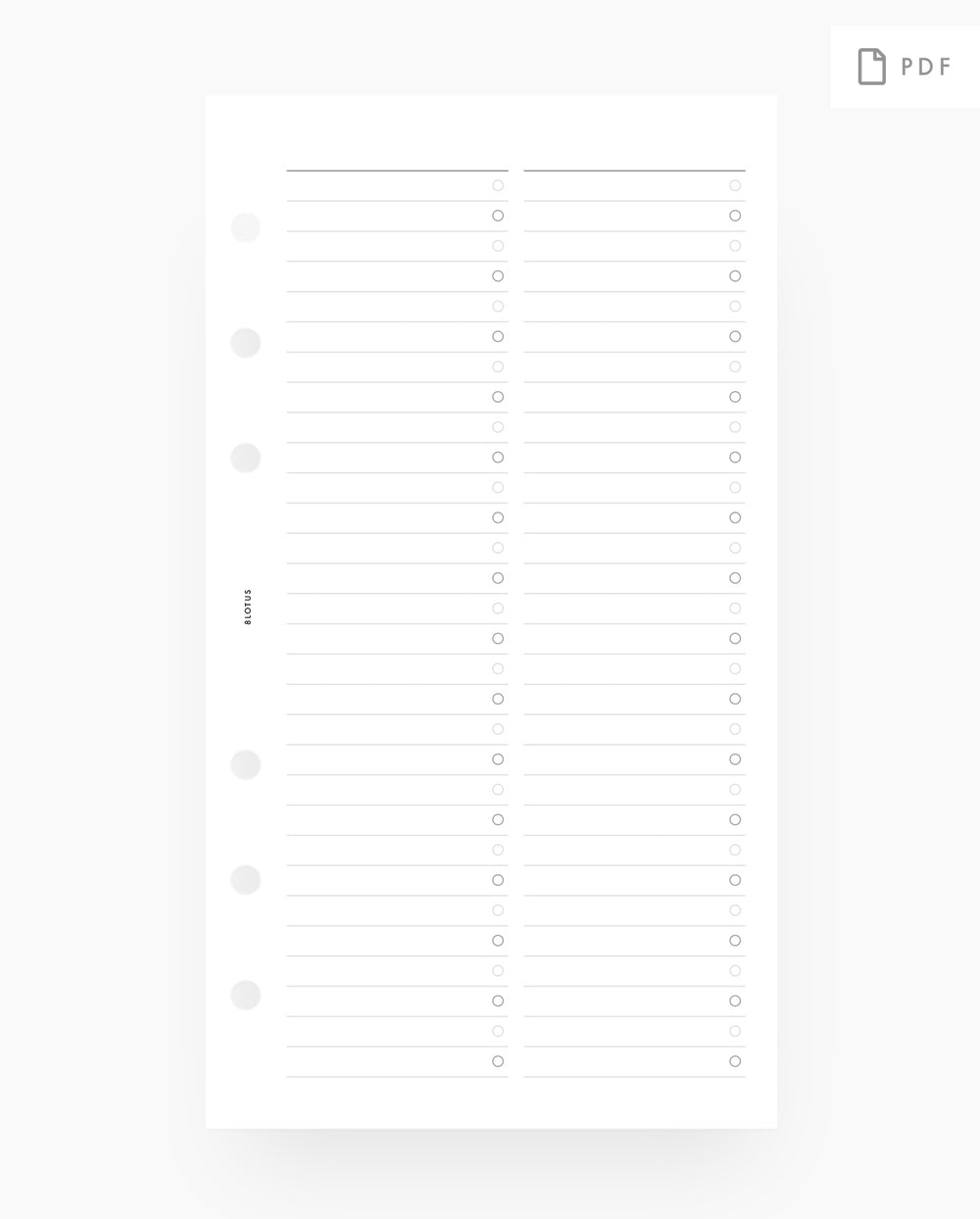 Minimal Double List Planner Inserts - 8Lotus