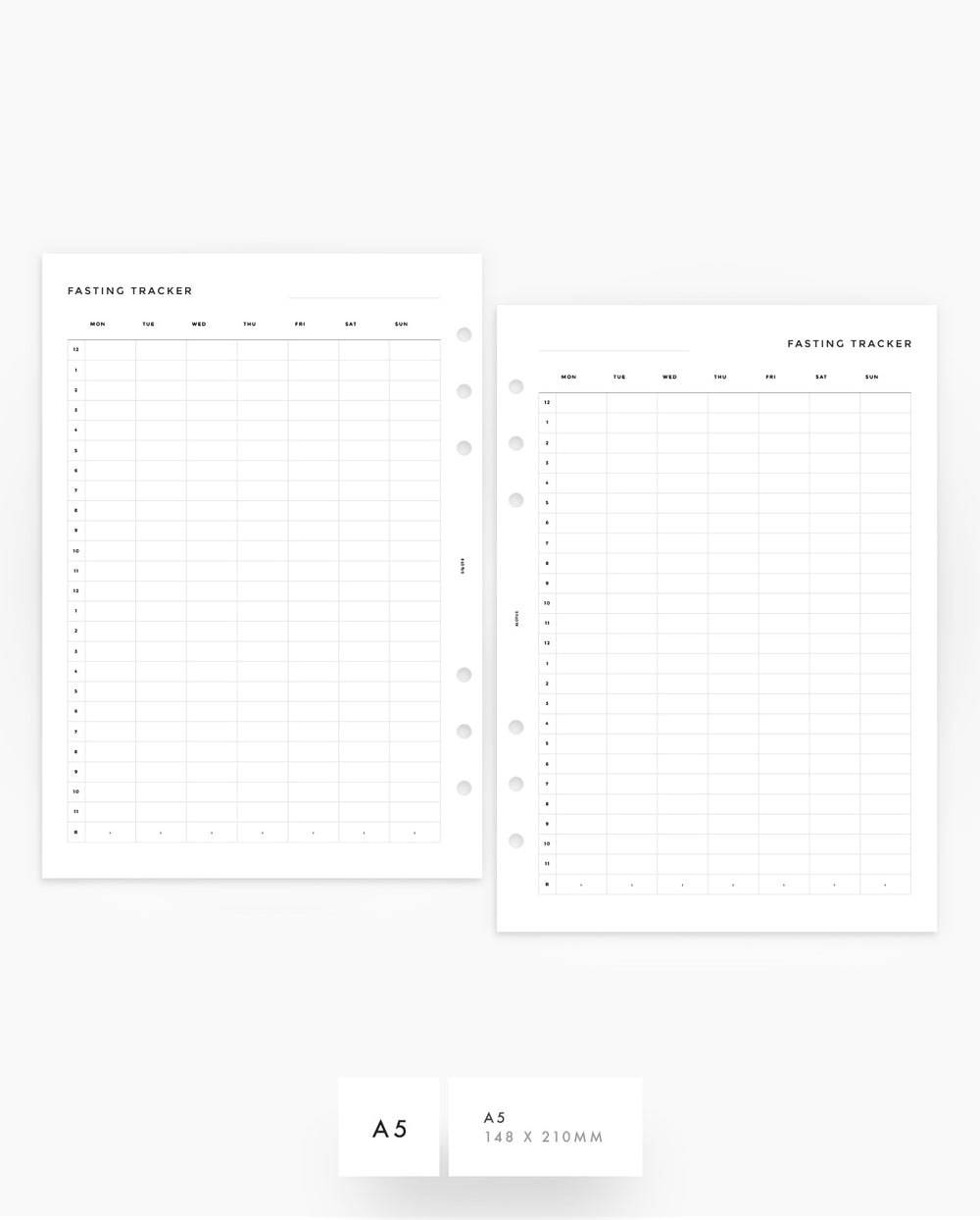 MN064 - Weekly Fasting Tracker - Printable PDF