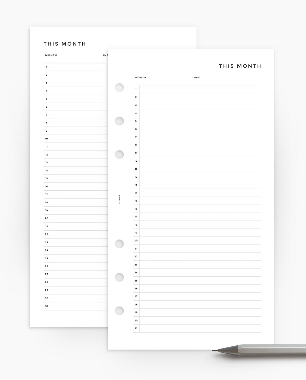 Monthly Vertical Planner - 8LOTUS