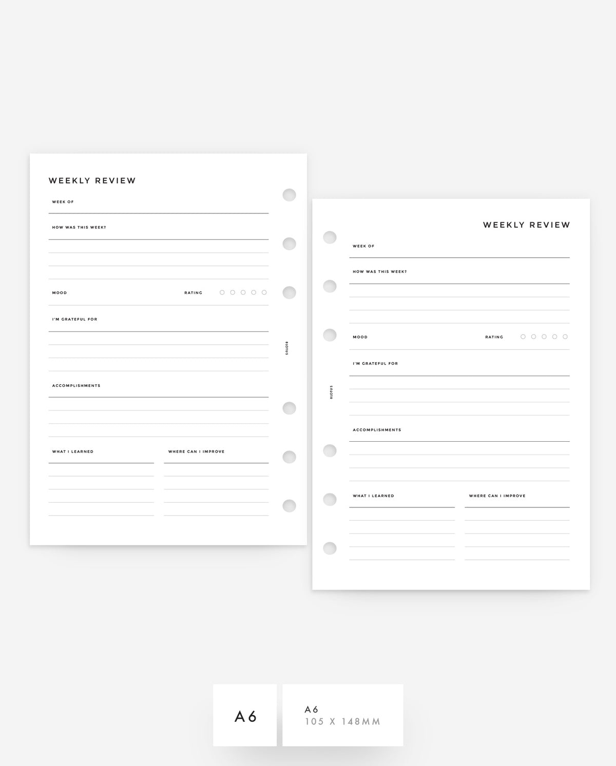 MN120 - Weekly Review Planner Inserts (Special Order)