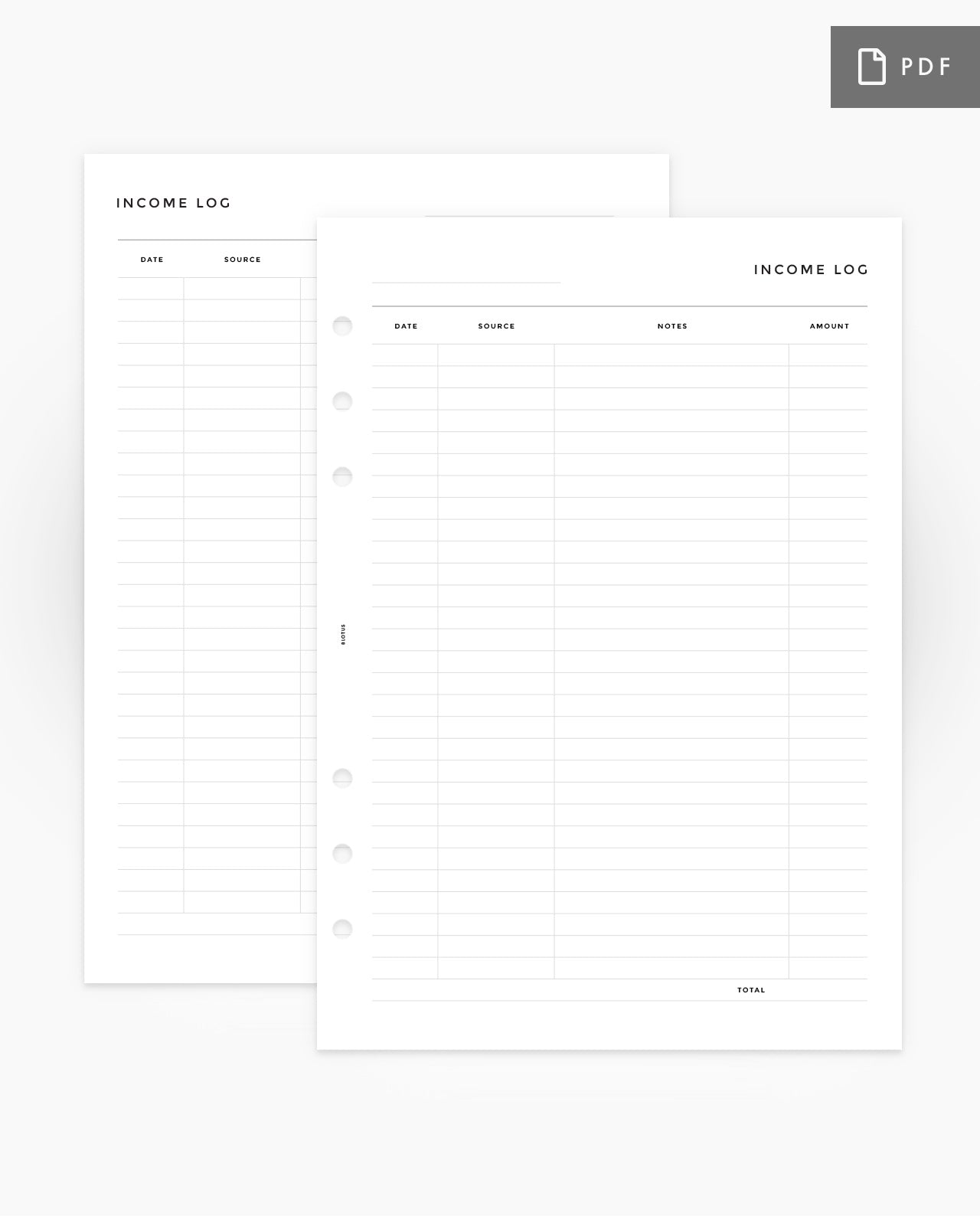 MN144 - Income Log - Printable PDF