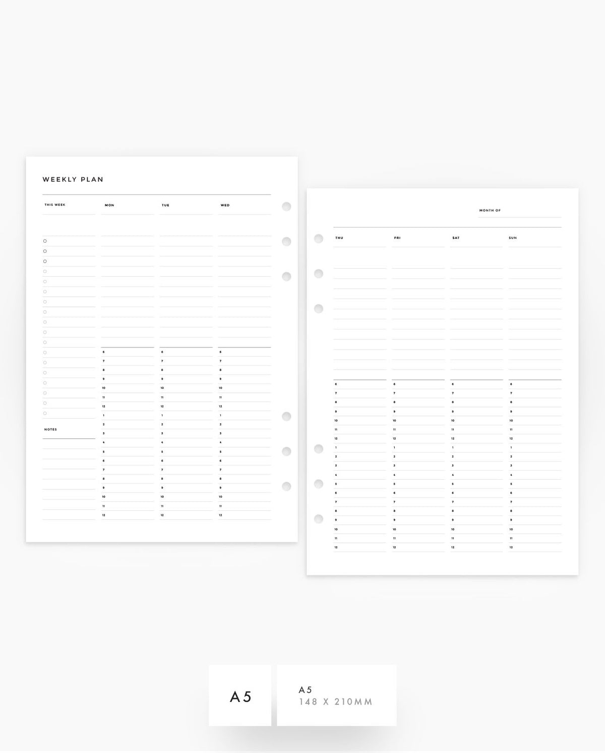 MN205 - Weekly Vertical Hourly Planner Inserts - PDF