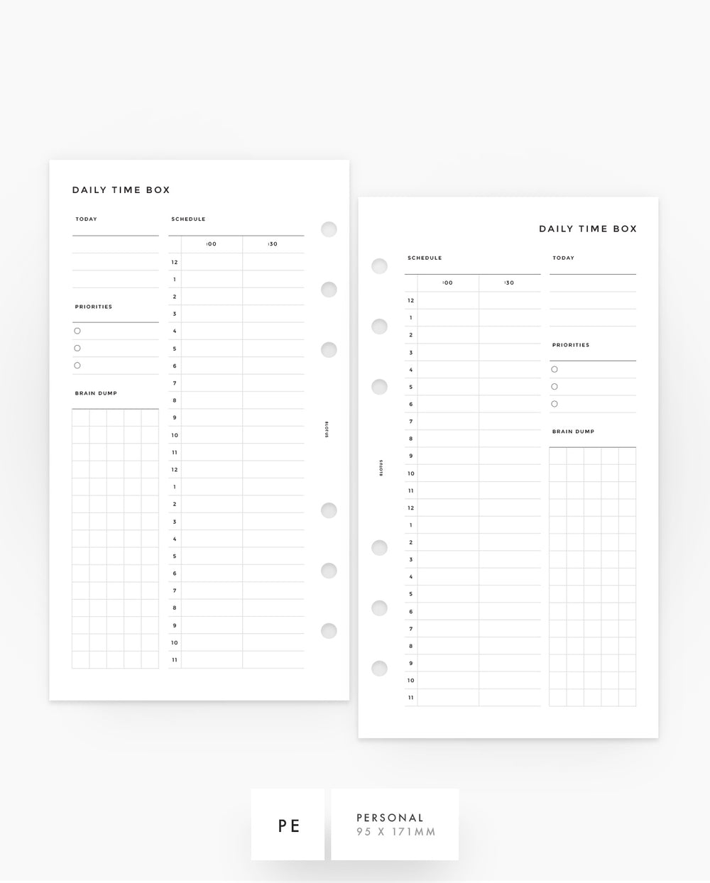 Minimalist Daily Time Box Schedule Planner Inserts - 8Lotus