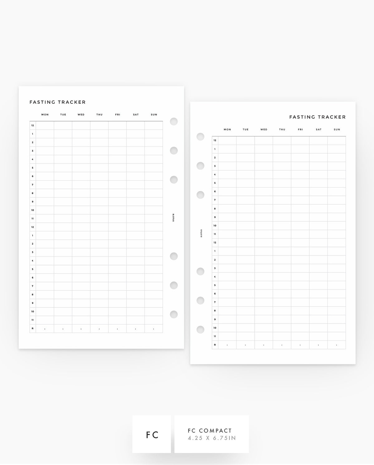 MN064 - Weekly Fasting Tracker - Printable PDF