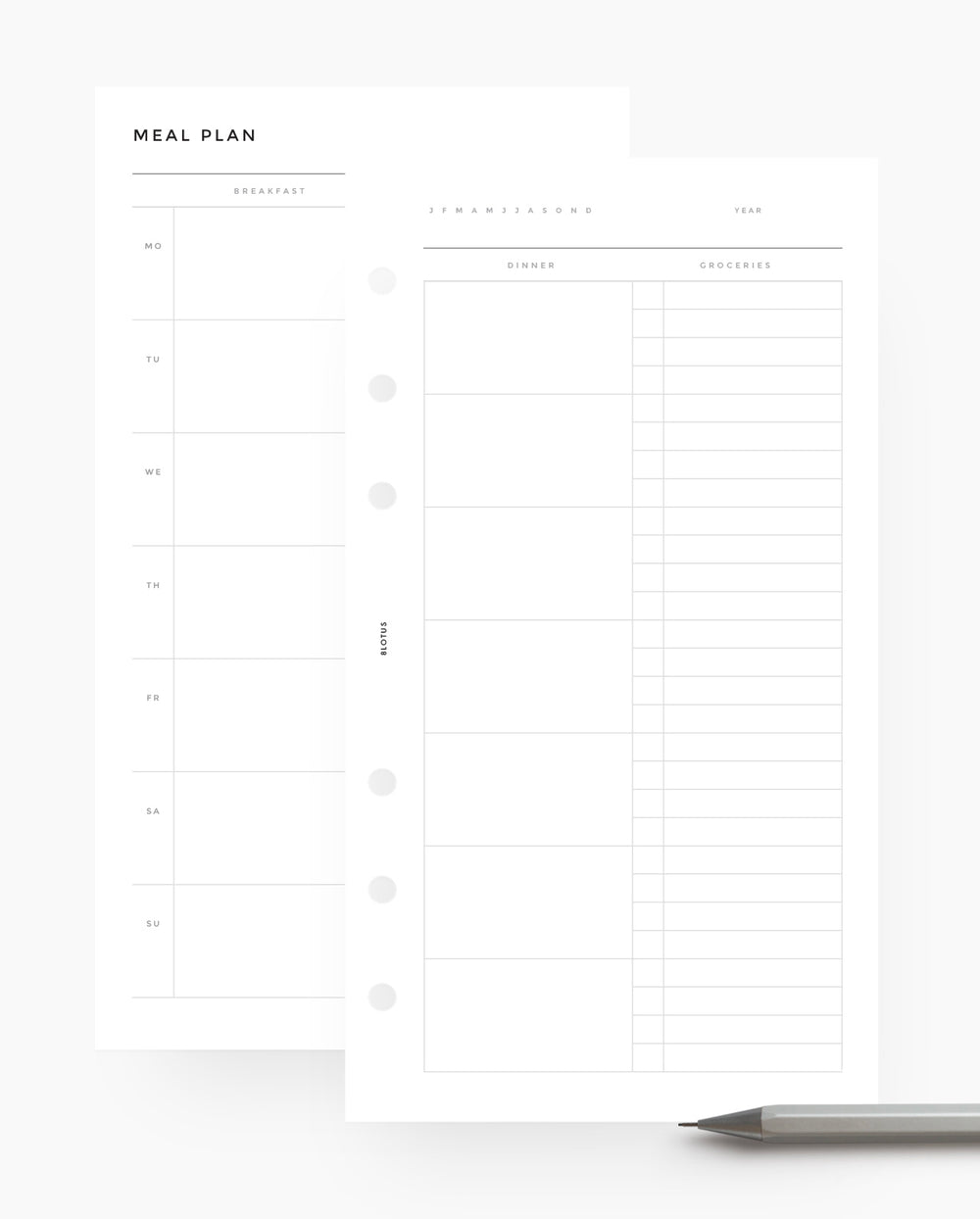 Minimal Meal Planner Inserts - 8Lotus