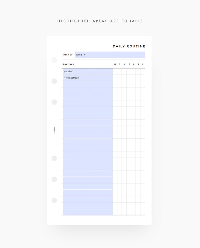 Daily Routine Printable Fillable Planner - 8Lotus