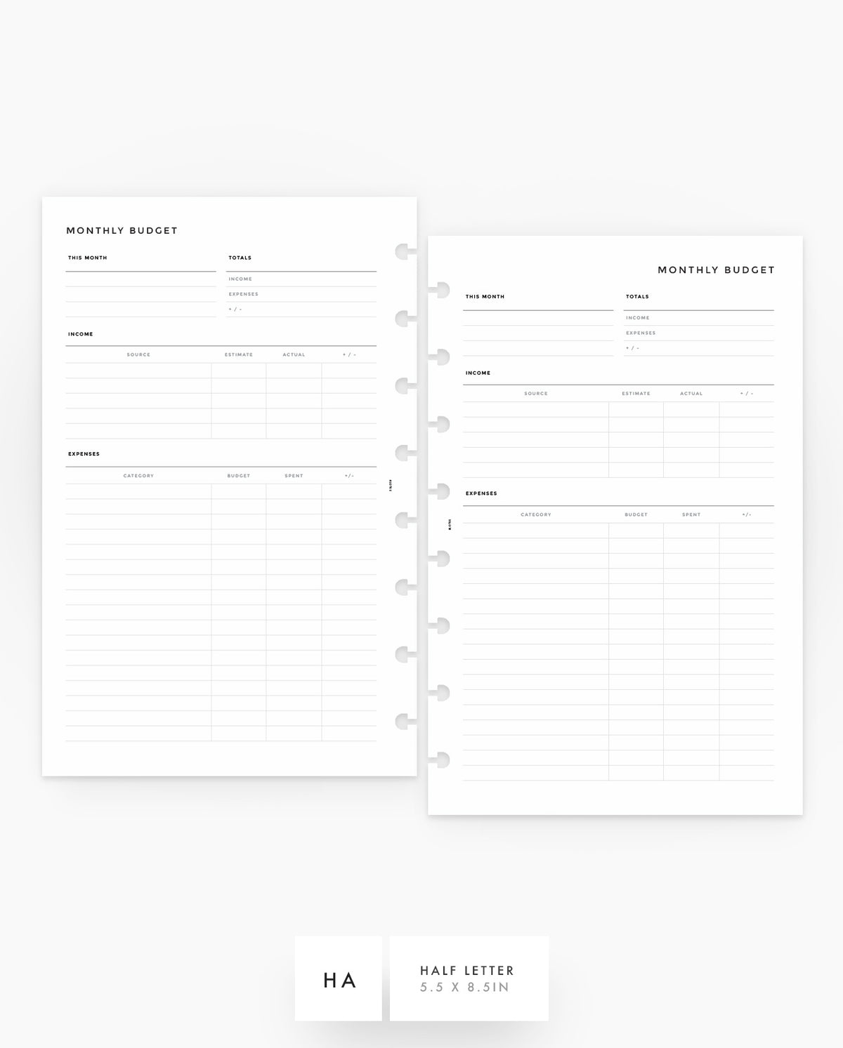 Minimalist Monthly Budget Planner Inserts - 8Lotus