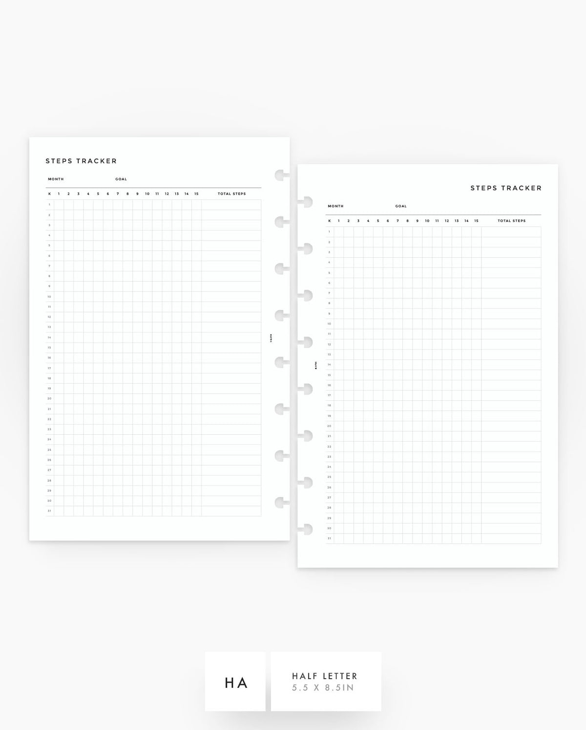 Steps Tracker Printable Planner Inserts