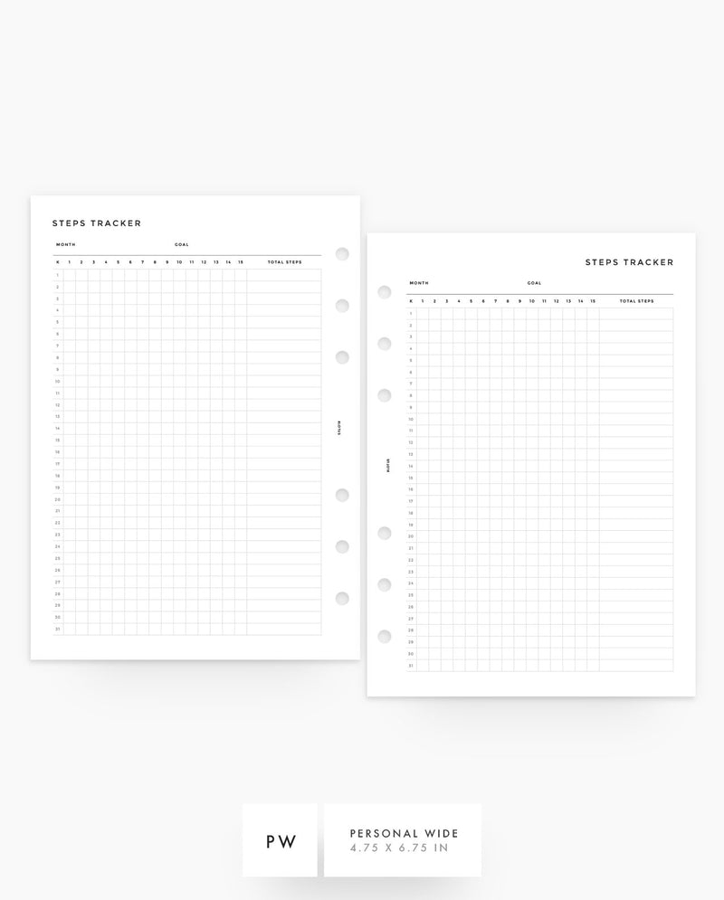 Steps Tracker Printable Planner Inserts