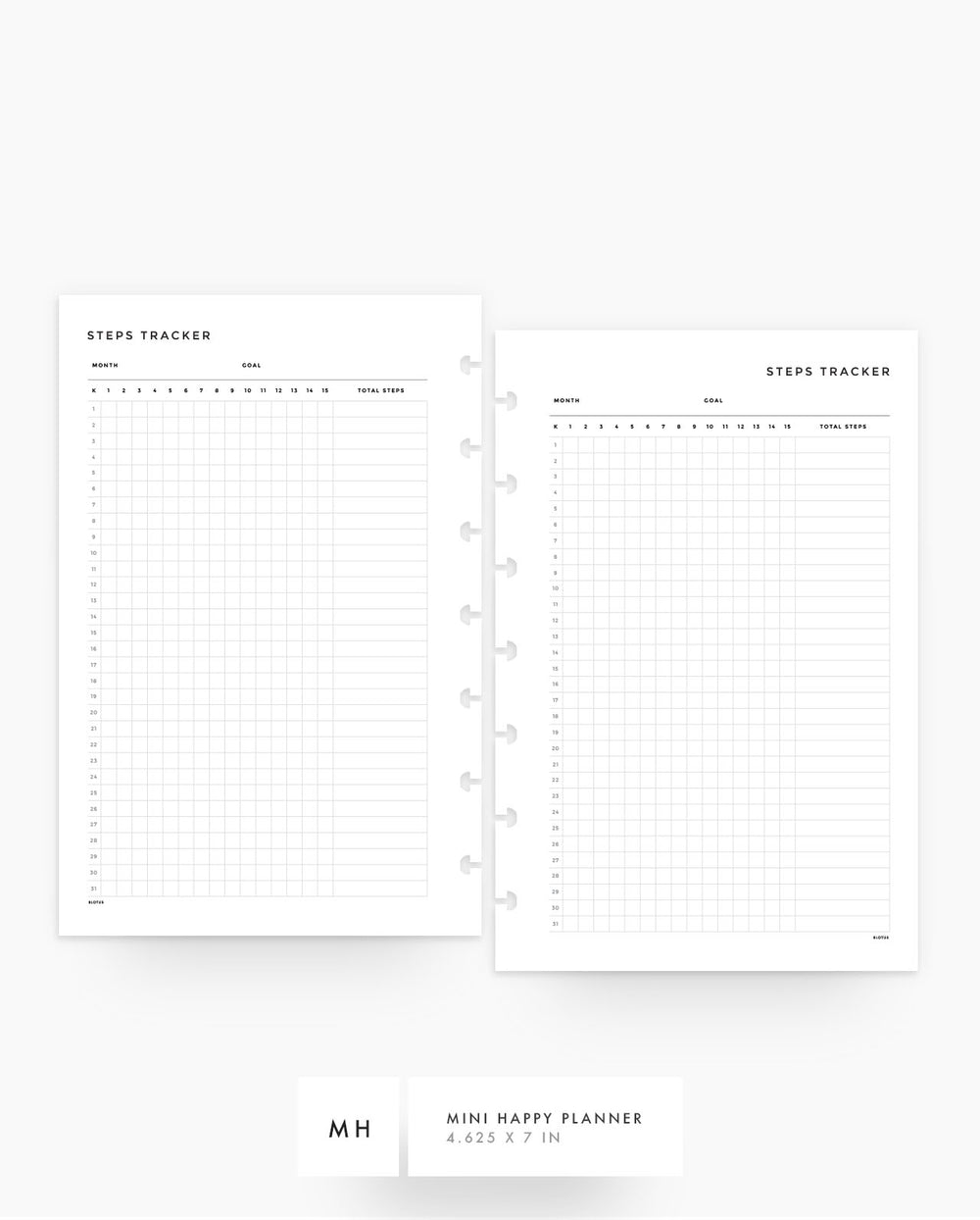 Steps Tracker Printable Planner Inserts