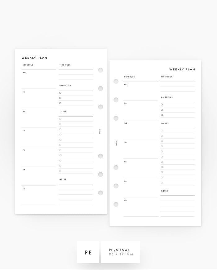 Minimal Weekly Overview Planner Inserts - 8Lotus
