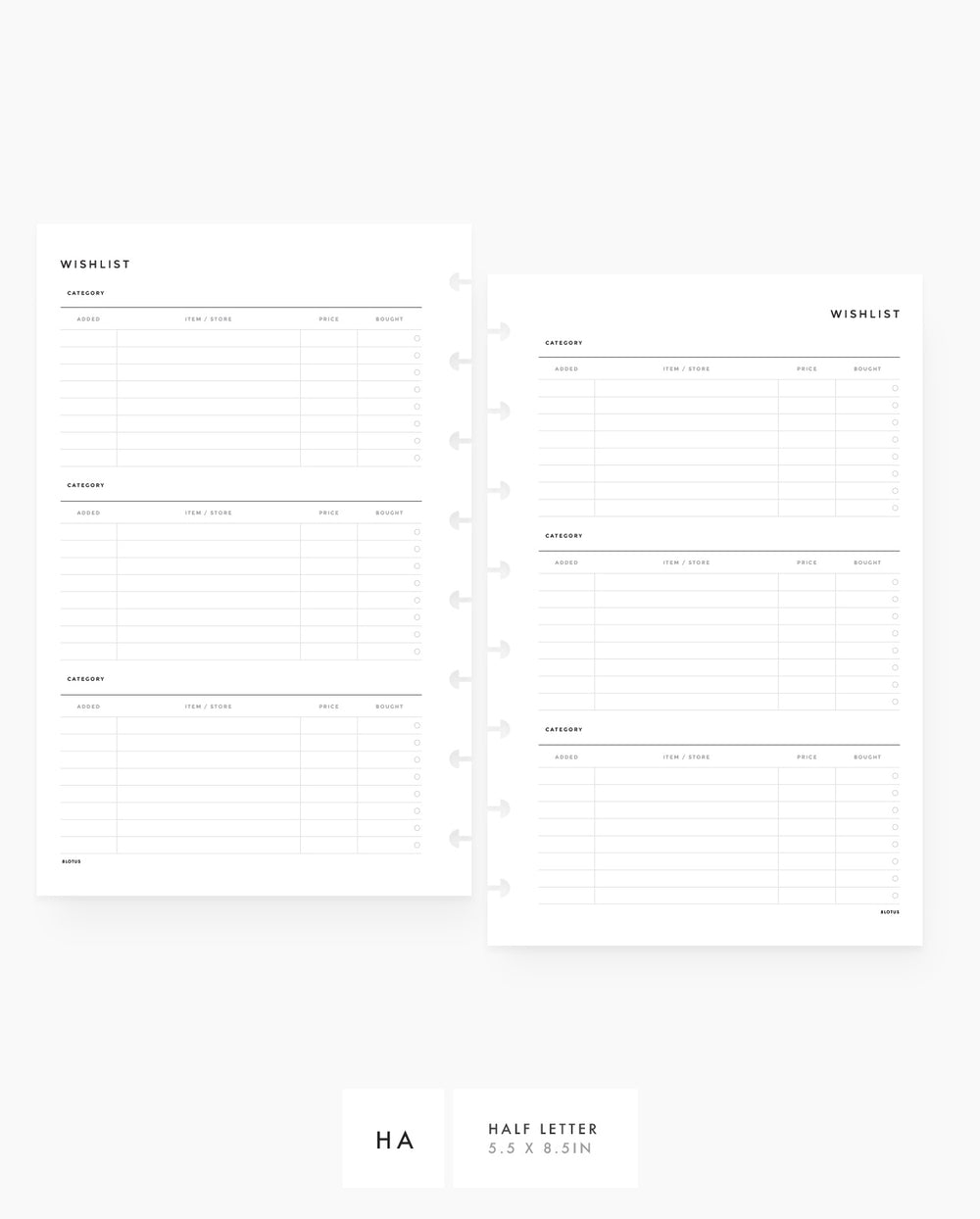 Printable Wishlist Planner Inserts - 8Lotus