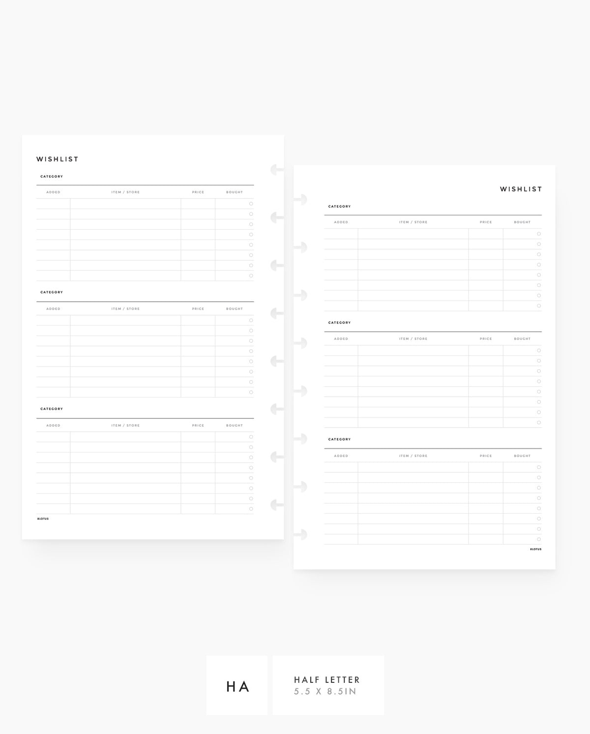 Printable Wishlist Planner Inserts - 8Lotus