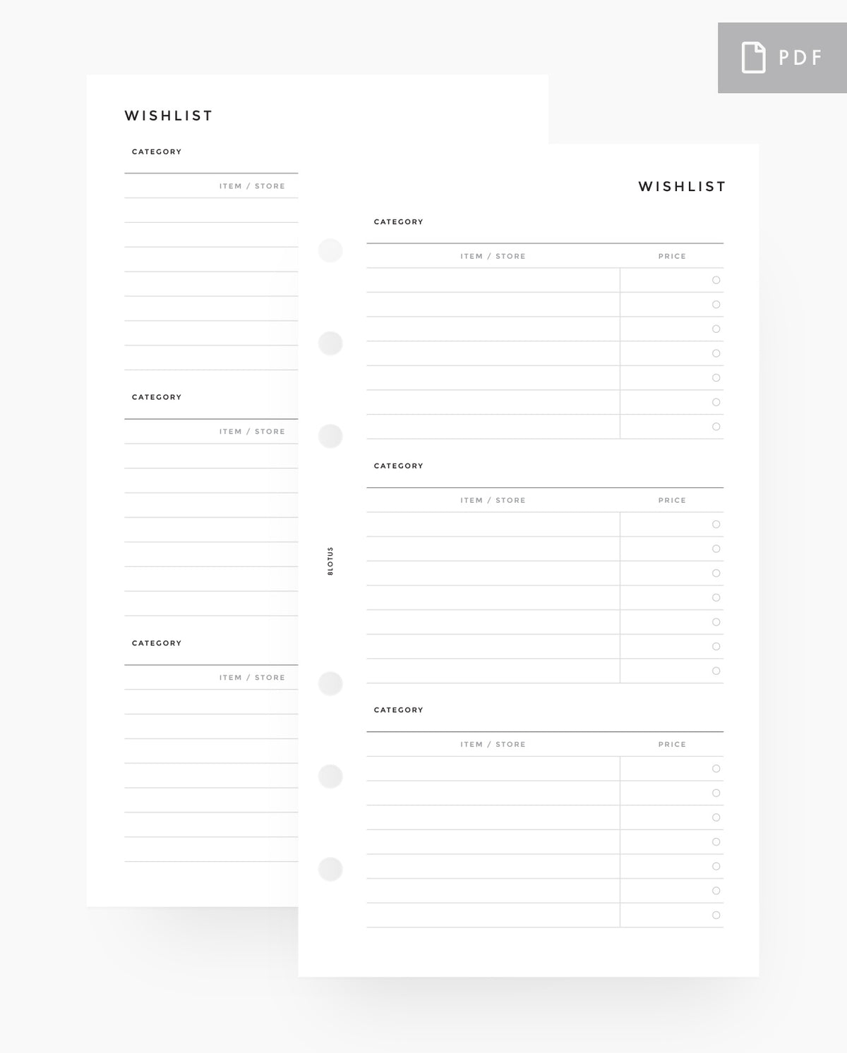 Printable Wishlist Planner Inserts - 8Lotus
