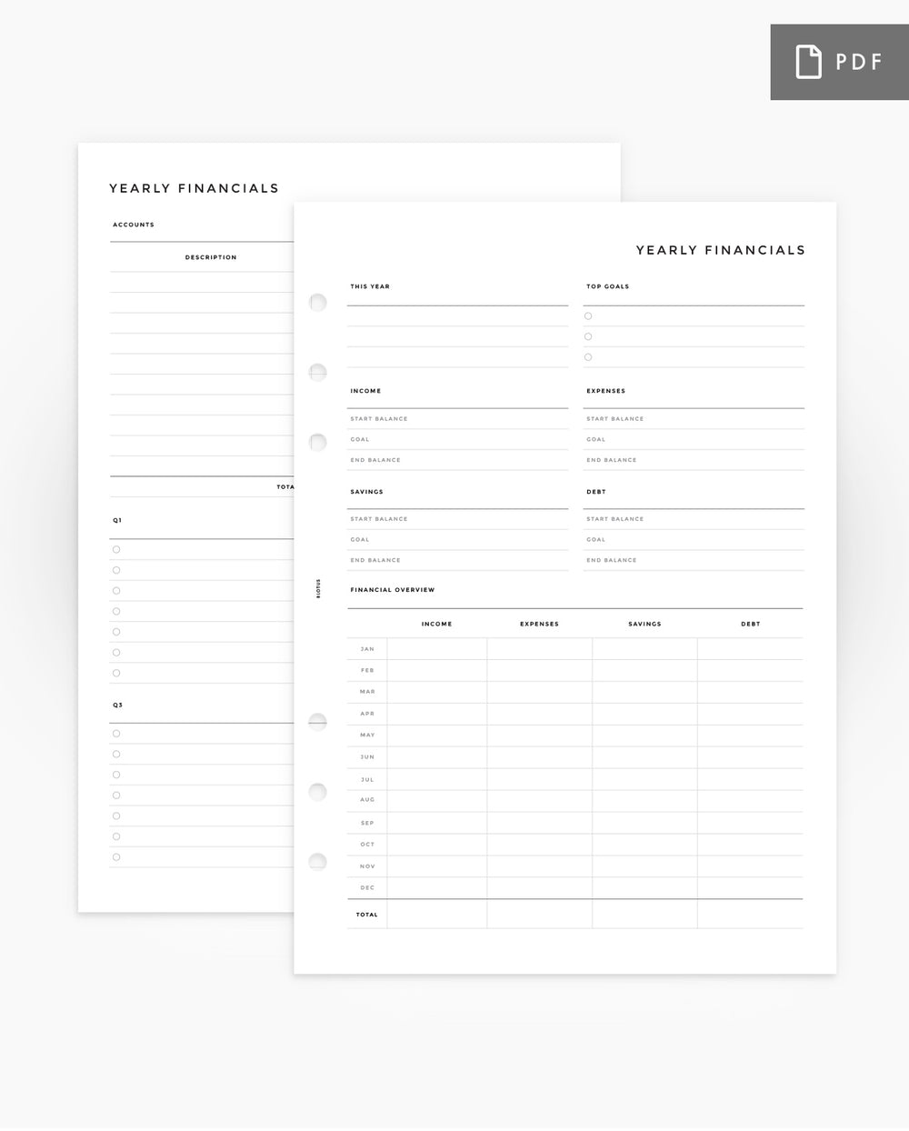 MN147 - Yearly Financial Overview- Printable PDF